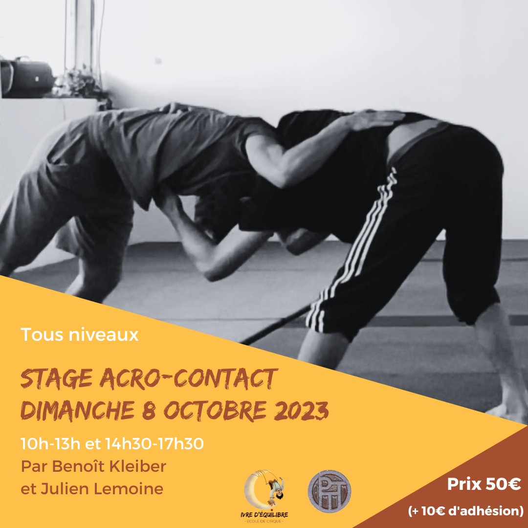 Stage Acro-contact – Le dimanche 8 octobre 2023 – Ivre d'équilibre